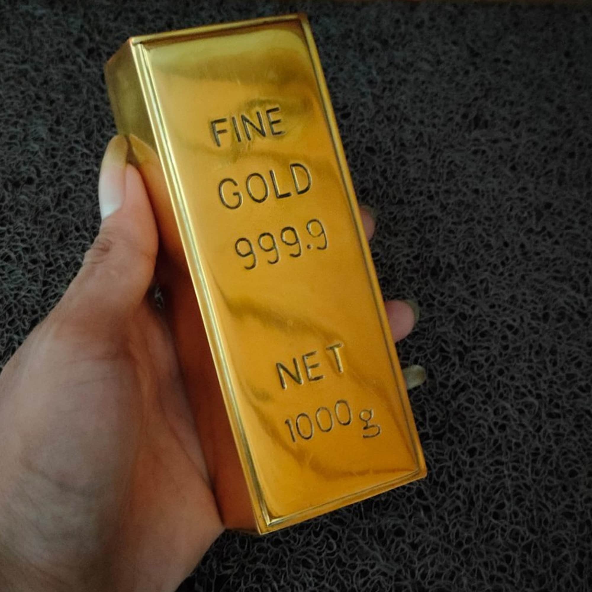 1kg 35oz Fake Gold Bar Bullion Door Stop Brass Prop, Replica Gold Bar ...