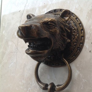 BEAR Brass Door Knocker, Antique Polar Bear Face Door Knocker, Bear ...