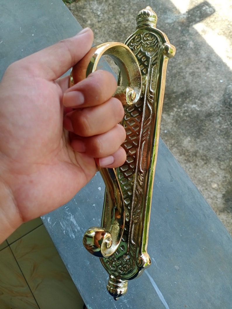 Classic Door Handle Antique Gold, Brass Door Pull, French Door Pull ...