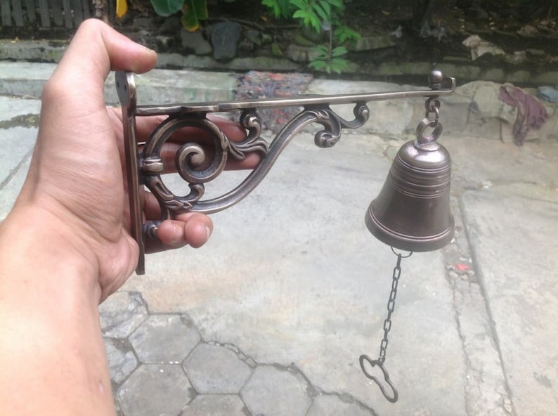 Antique Brass Bell Hanger Brass Bell Wall Solid Brass - Etsy