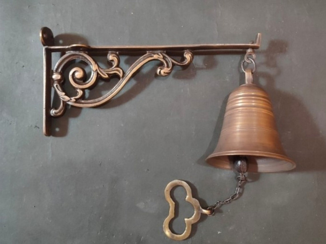 Antique Brass Bell Hanger Brass Bell Wall Solid Brass - Etsy