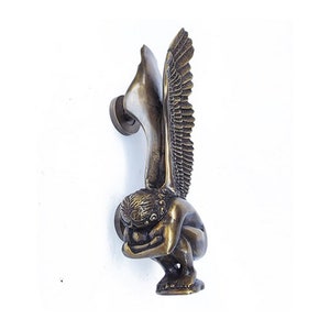 11" Angel Wings Door Handle Brass, Front Door Handles, Antique Door ...