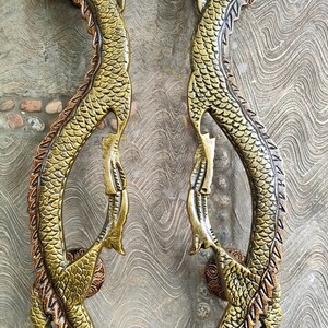 35" Large Antique Dragon Door Handle, Door Pulls Handles, Dragon Fans ...
