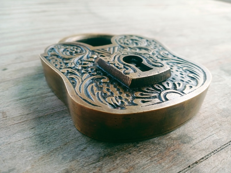 Victorian Padlock, Antique Pad Lock, Brass Padlock Set, Vintage Padlock ...