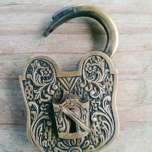 Victorian Padlock, Antique Pad Lock, Brass Padlock Set, Vintage Padlock ...