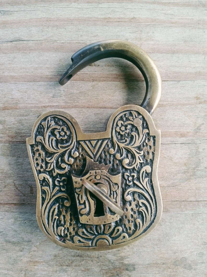 Victorian Padlock, Antique Pad Lock, Brass Padlock Set, Vintage Padlock ...