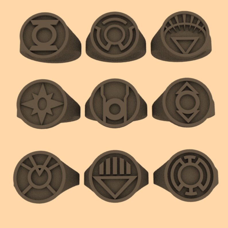 9 Lantern Corp Ring Collection 3D Print Files - Etsy