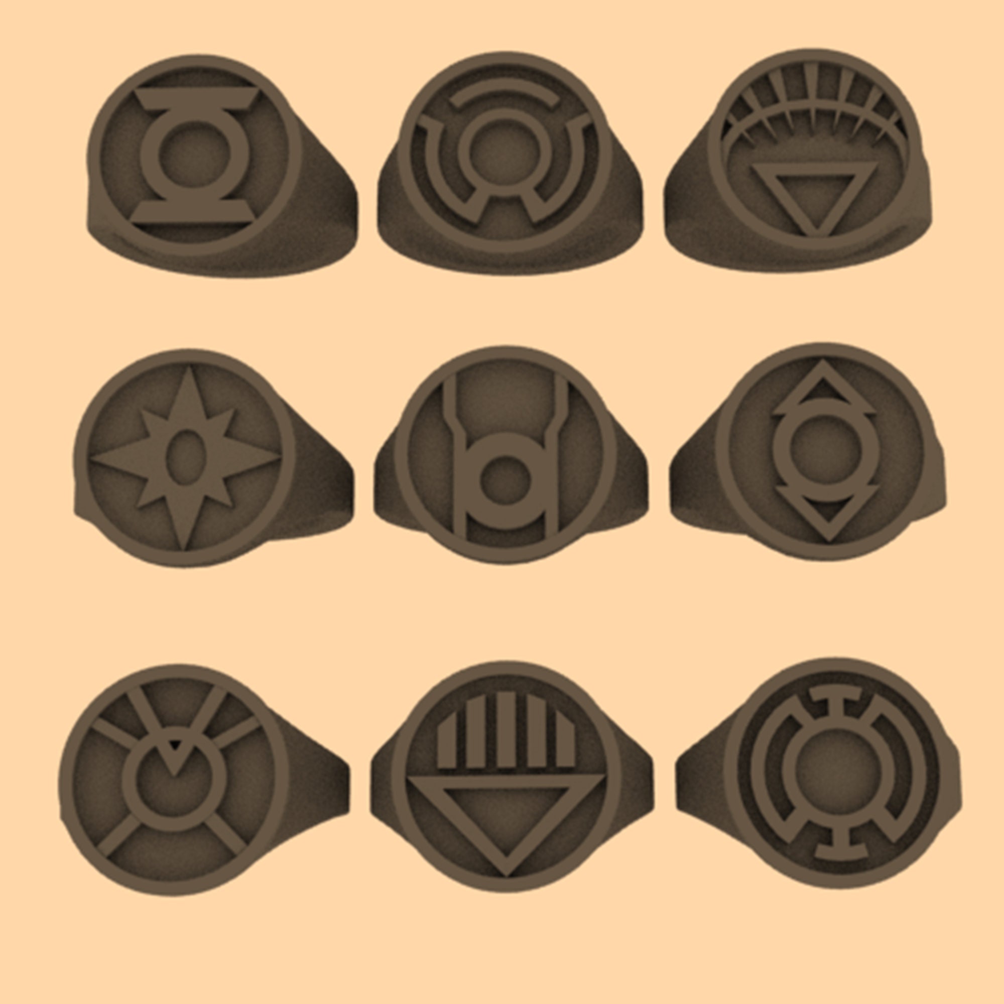 9 Lantern Corp Ring Collection 3D Print Files - Etsy