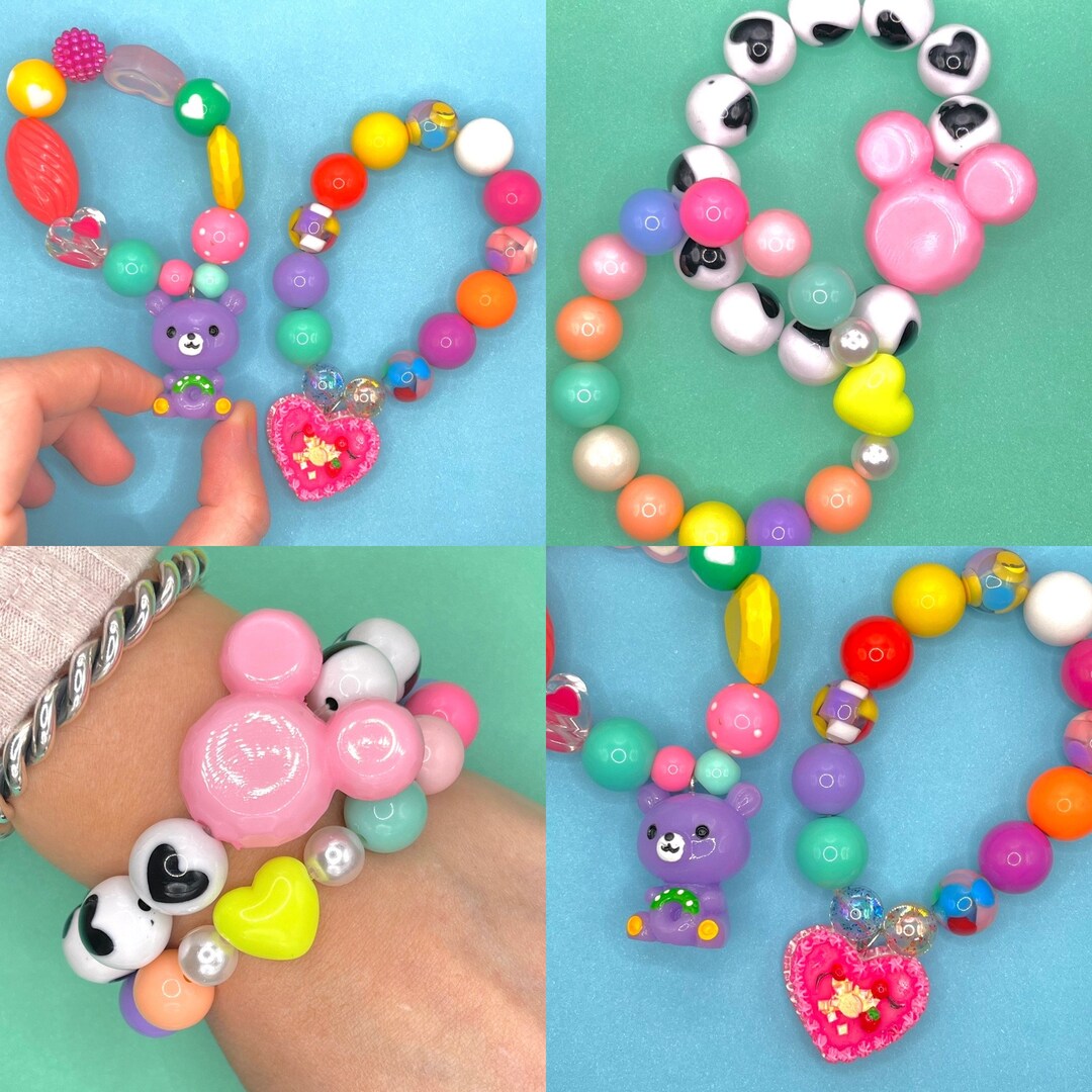 Chunky Mouse Cake Bear Summer 90s Trending Stretch Vibe Bracelet Blue ...