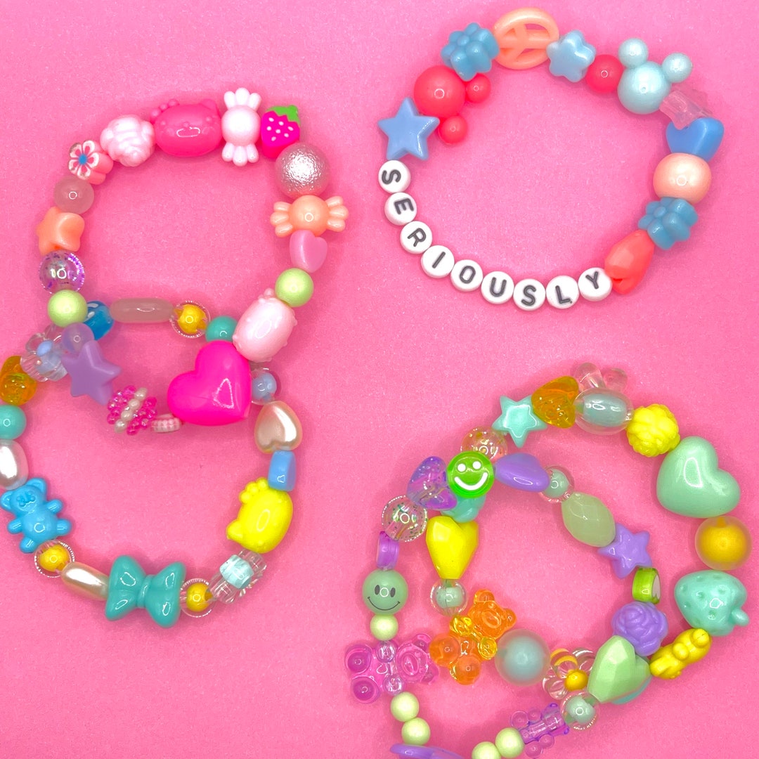 Pastel Chunky Summer 90s Trending Stretch Vibe Bracelet Blue - Etsy