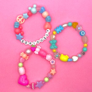 Pastel Chunky Summer 90s Trending Stretch Vibe Bracelet Blue - Etsy