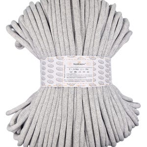 Light Grey, Braided Cotton Cord 9mm 100, Bag Crochet Cord, Cotton Cord ...