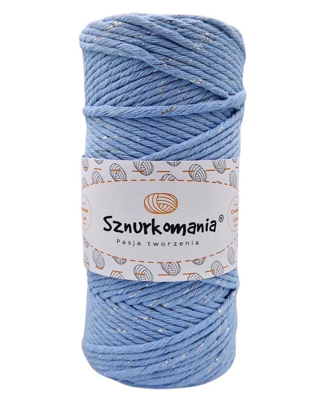 Light Blue Macrame Cord With Silver Glitter: 3mm Twisted Cotton Yarn - Etsy