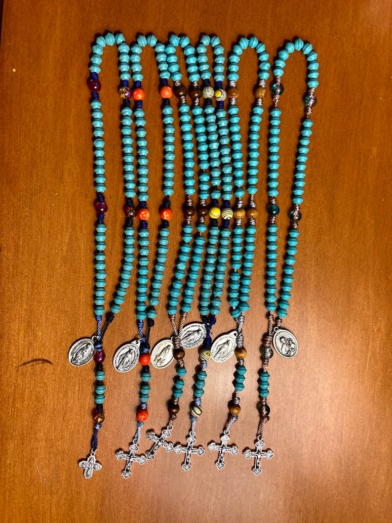 Small Blue Wood Bead Rosaries Lightweight and Durable - Etsy