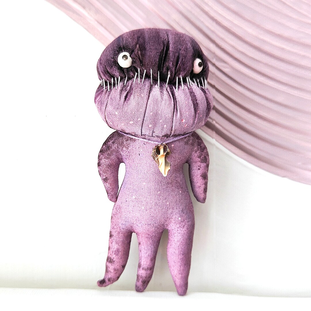 Cute Purple Sea Monster With a Shell Necklace, Horror Doll, Ancien ...