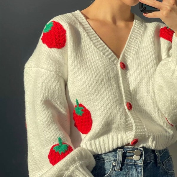 Strawberry Cardigan - Etsy
