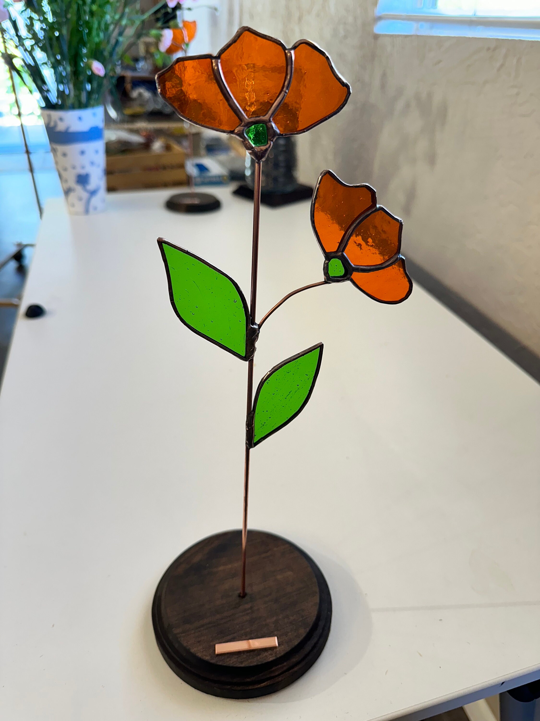 Poppy Flower, Stained Glass Decor, California Poppy. - Etsy