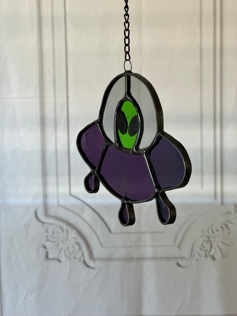 Alien UFO Stained Glass Suncatcher - Etsy