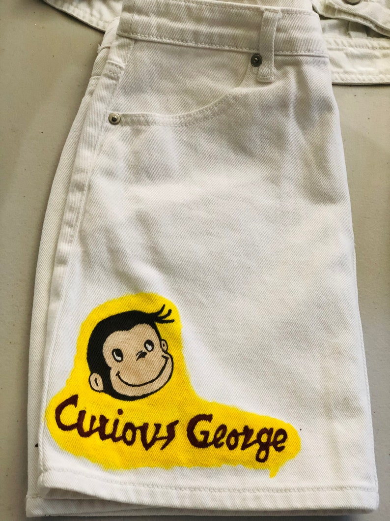 Curious George Hand Painted Denim Jacket. - Etsy