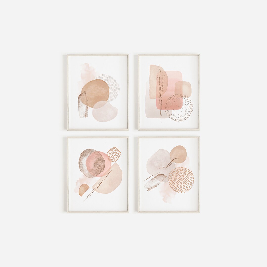 Boho Abstract Girly Wall Art, Digital Nursery Prints, Printable Set of ...
