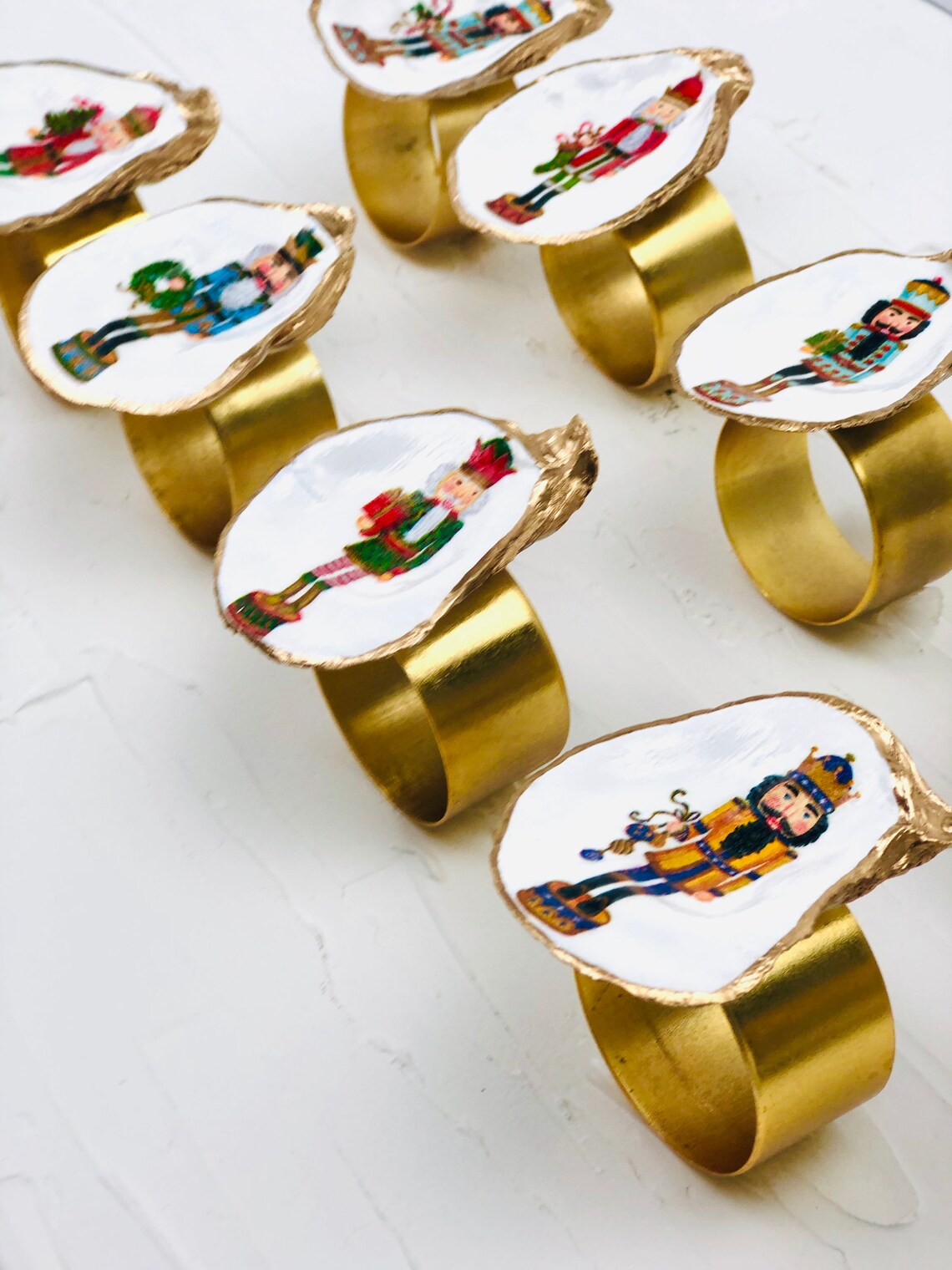 Set of 4 Nutcracker Oyster Shell Ring Holder Christmas Napkin | Etsy