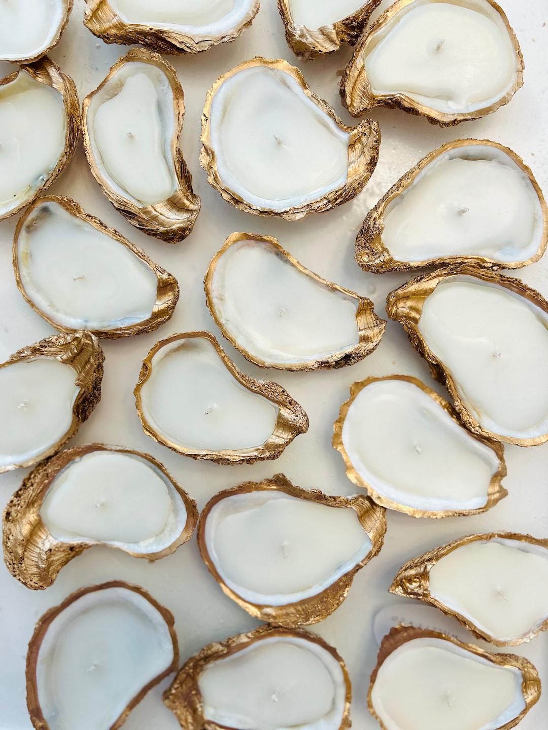 Set of 10 Gold Edged Oyster Shell Candles, Wedding Favors, Wedding ...