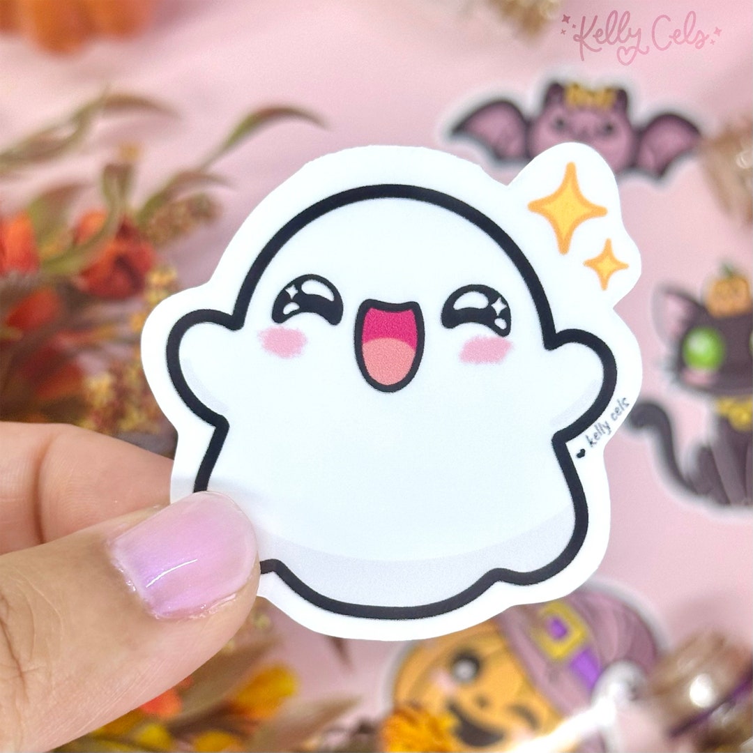 Kawaii Ghost Sticker Cute Halloween Decor, Spooky-cute Die-cut for ...