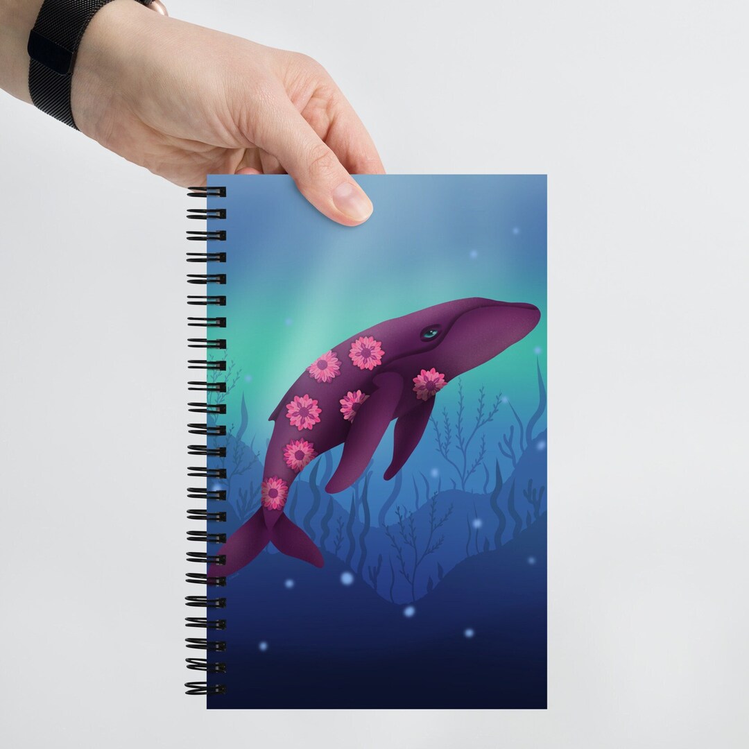 Purple Whale Notebook, Whale Spiral Dotted Notebook, Sea, Ocean Journal ...
