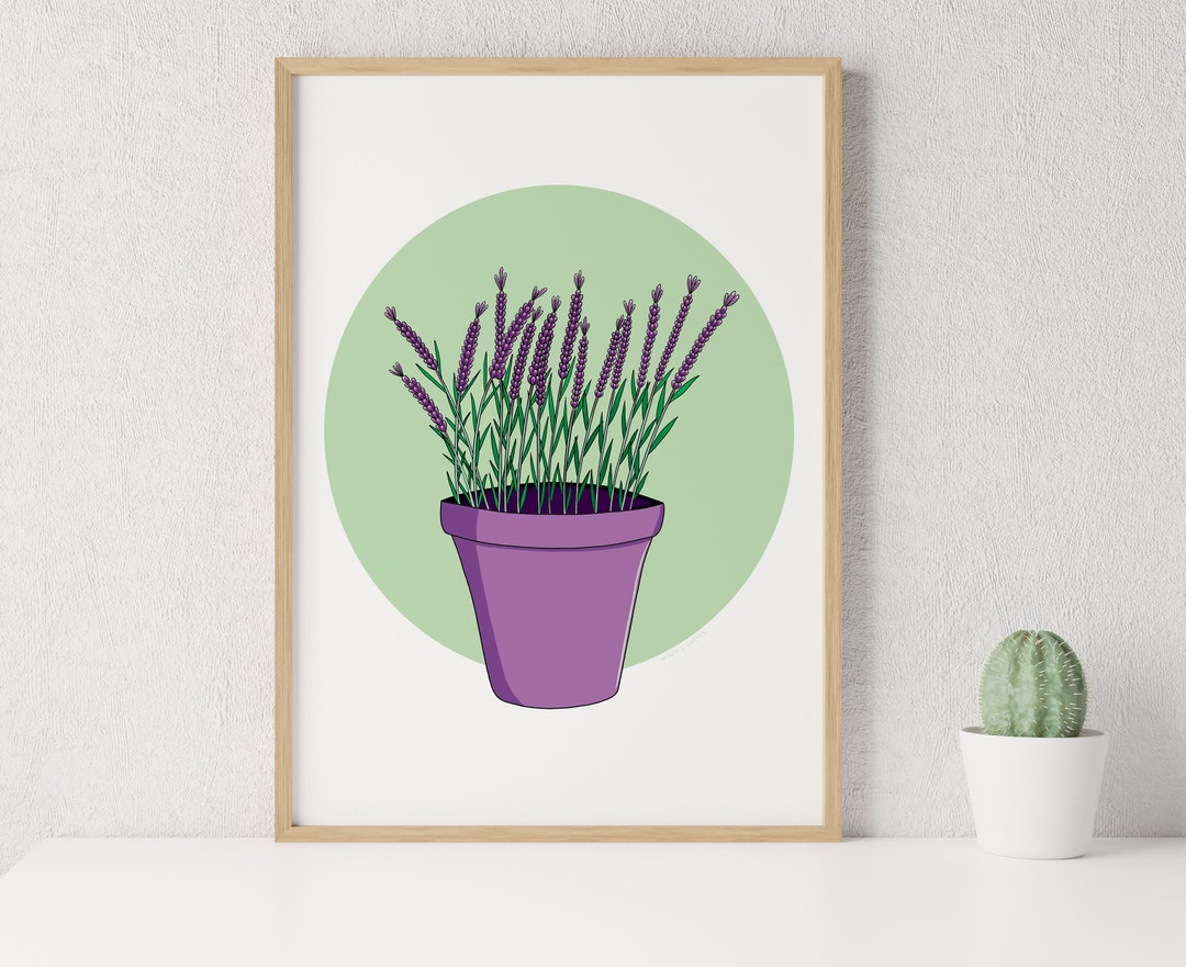 Lavender Plant Art Print, Lavender Wall Decor, Purple Plant - Etsy