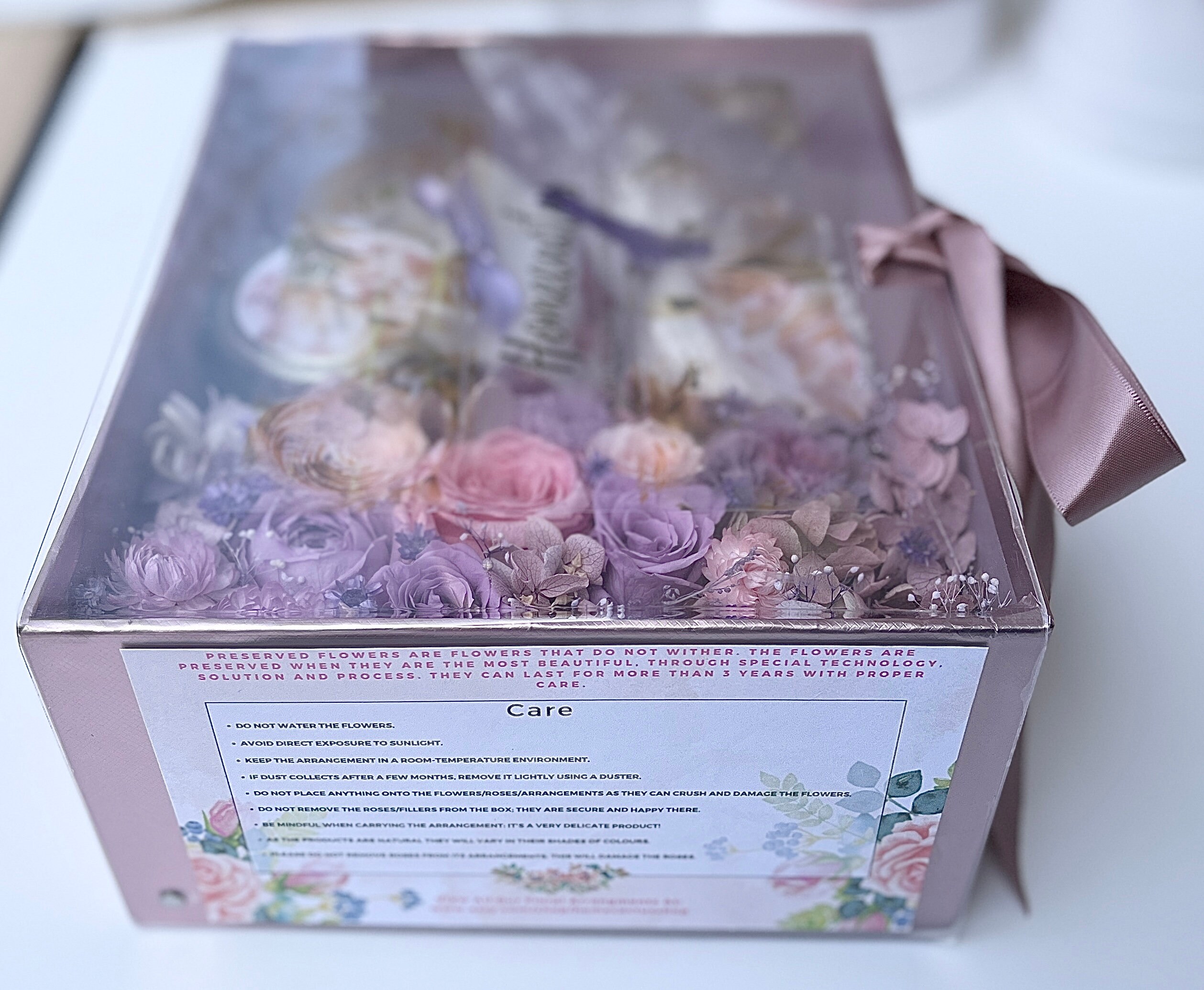 LARGE PRESERVED FLOWER Purple Spa Box With Soy Candle, Rose Shower ...
