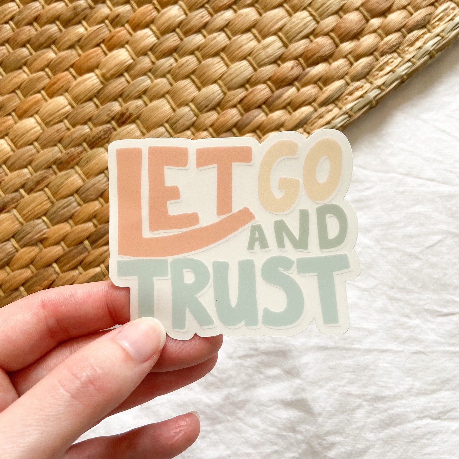 Let Go and Trust Clear Sticker Waterproof Vinyl Sticker, Quote Decal ...