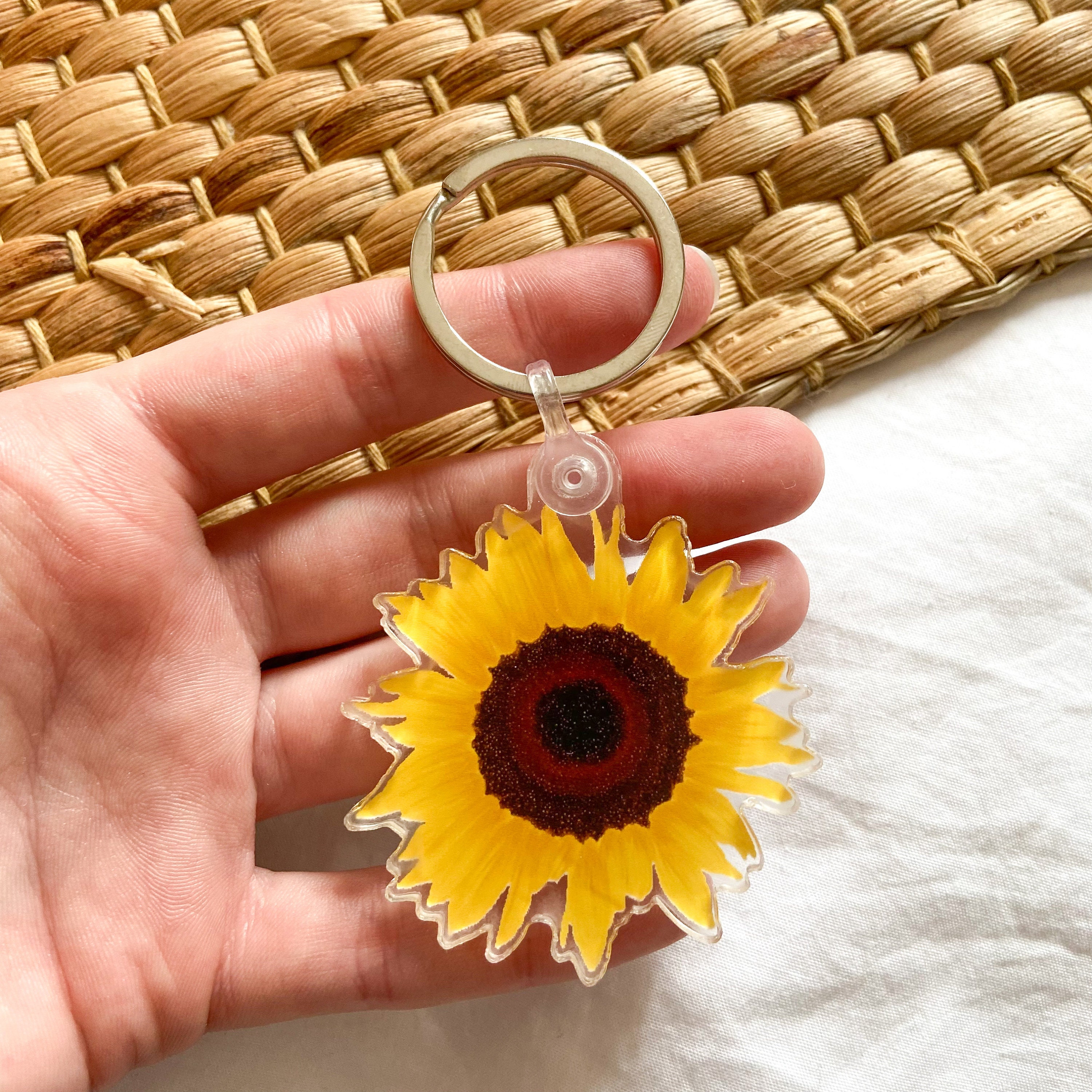Sunflower Acrylic Keychain: Floral Car Keyring, Stocking Filler - Etsy UK