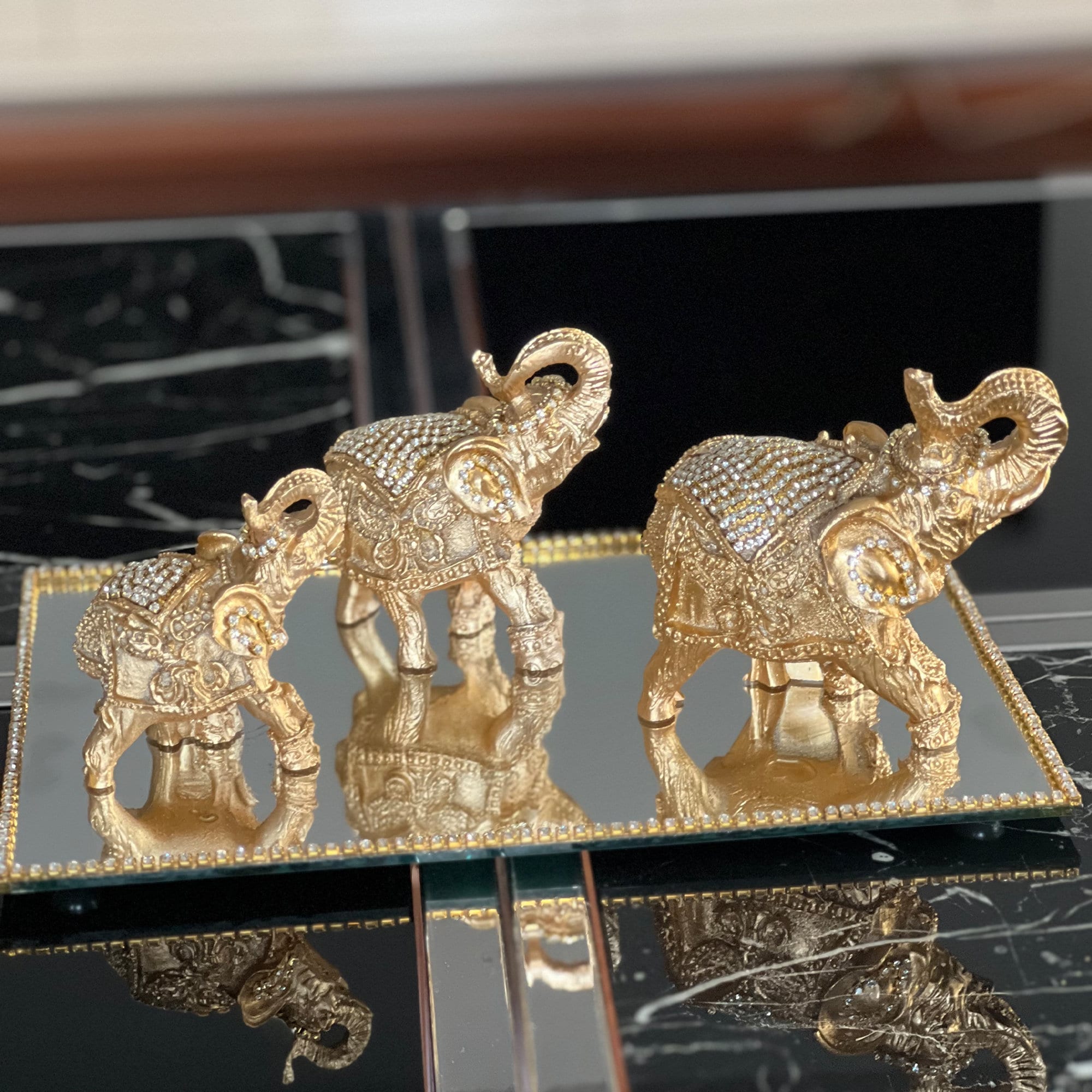 Gold Elephant Set 3, Elephant Decoration, Shelf Decoration, Elephant ...