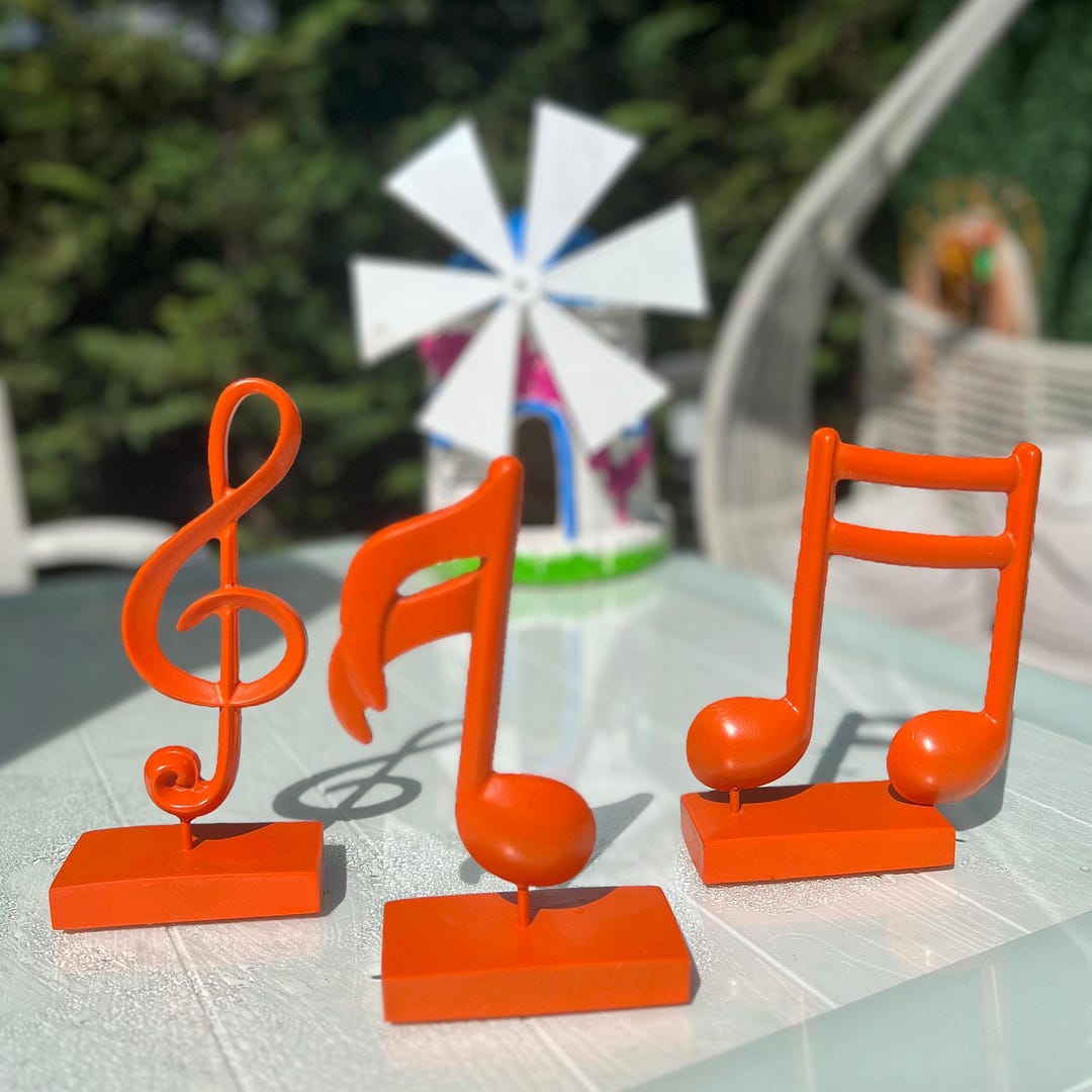 Orange Music Note, Set of 3, Musical Note Figurine,musician Statue ...