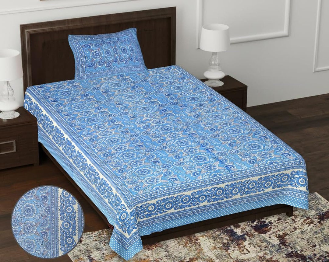 Pure Autoloom Cotton Set of Single Bed Bedsheet With Pillow - Etsy