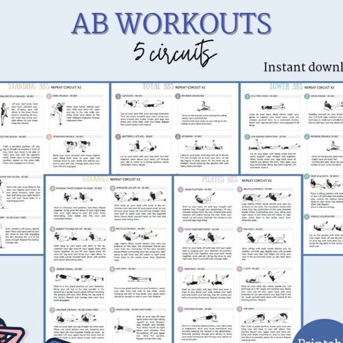 Ab Workouts Abs Circuits No Equipment Home Workout - Etsy