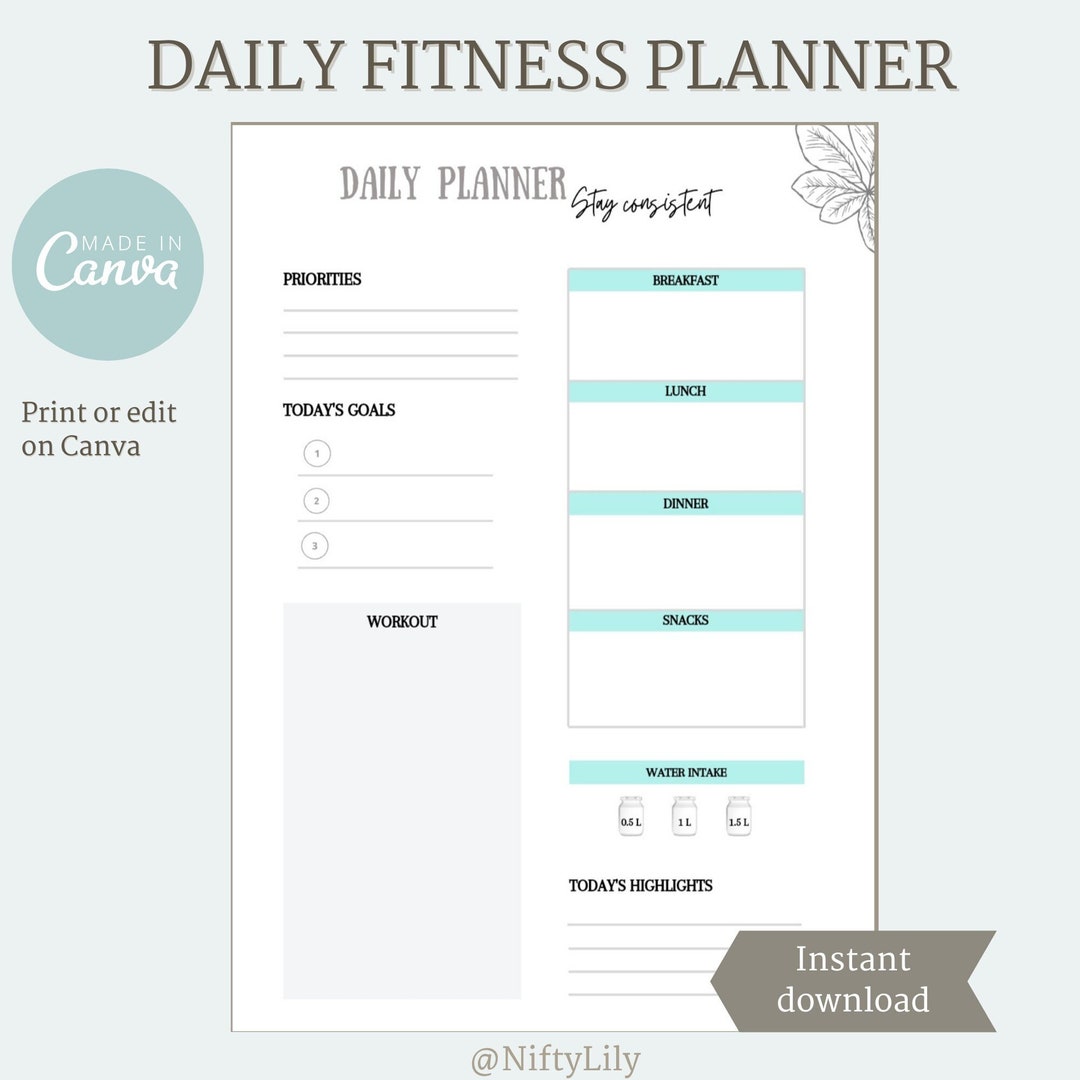 Digital Daily Fitness Planner - Etsy