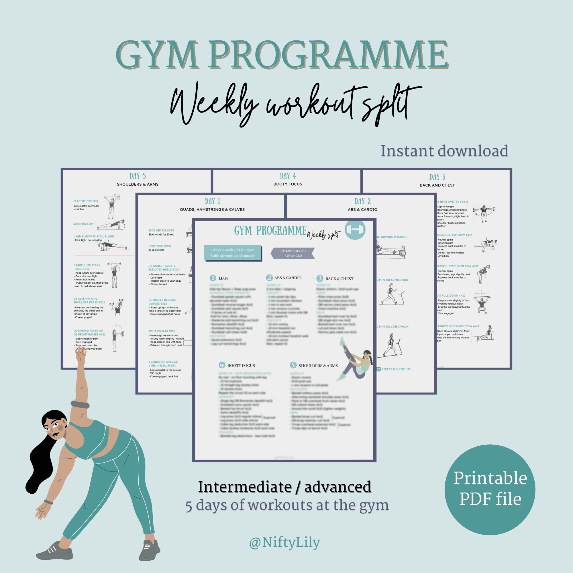 Weekly Gym Plan - Strength Training - Gym Programme -weekly Gym Split ...