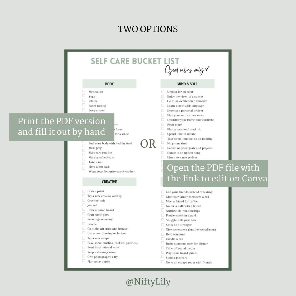 Self-care bucket list Digital checklist Self-care | Etsy