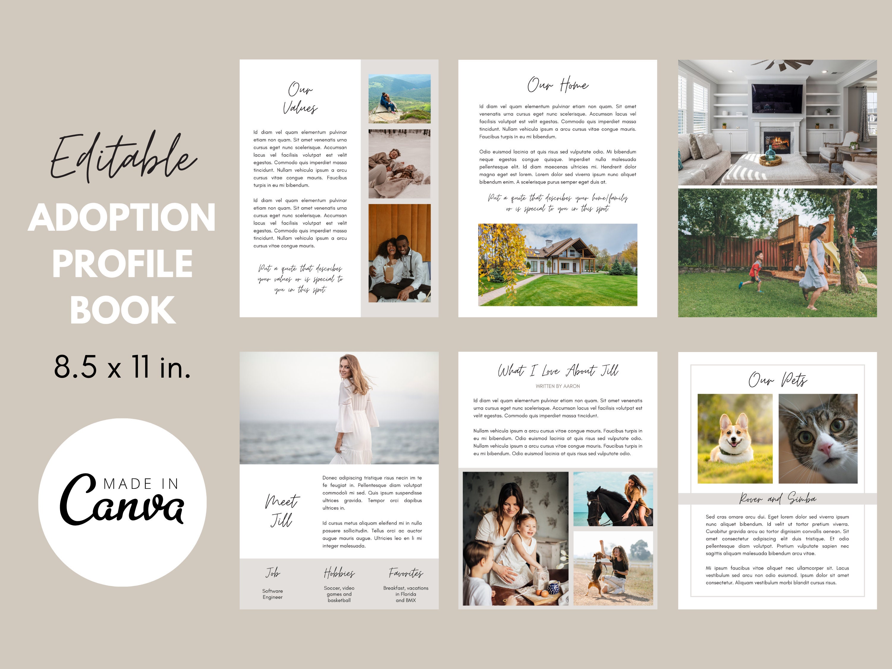 Adoption Profile Book Template for Canva | Editable | Modern Script - Etsy