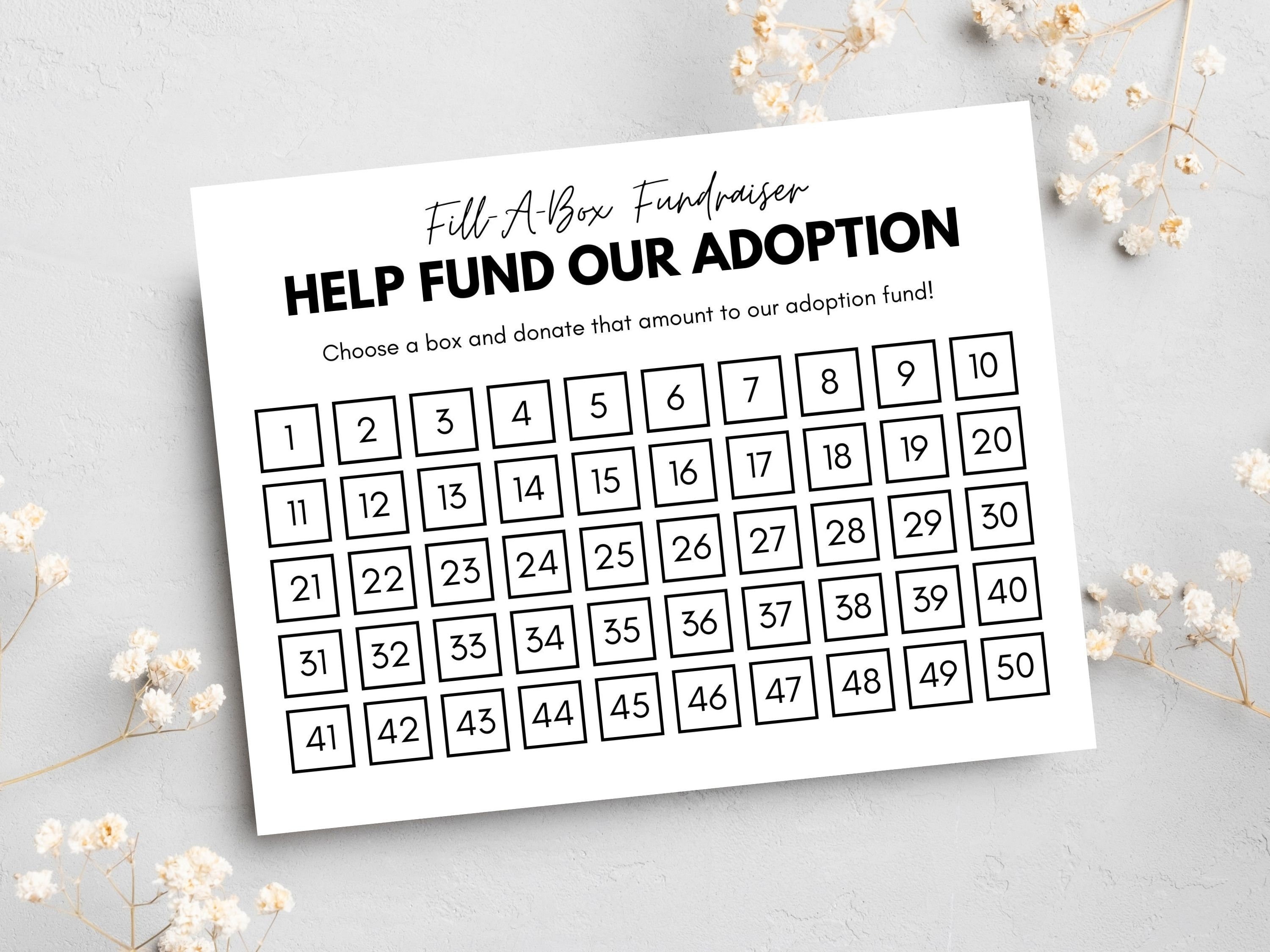 Fill-a-box Adoption Fundraiser Instant Download, Buy A Box Fill the ...