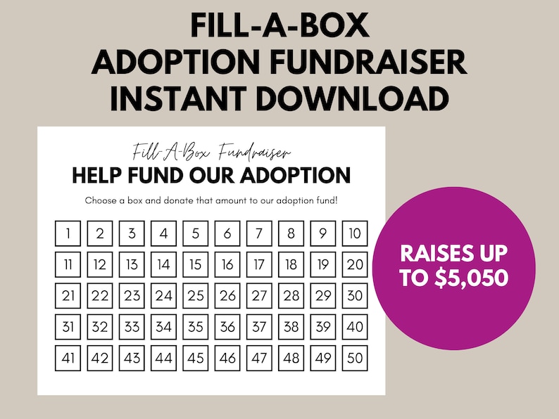 Fill-a-box Adoption Fundraiser Instant Download, Buy A Box Fill the ...