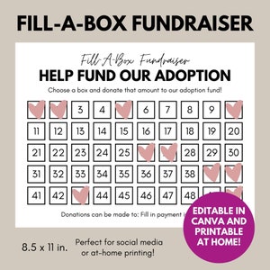 CUSTOMIZABLE Fill-a-box Fundraiser Tool Template for Canva | Editable ...