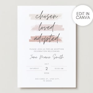 Adoption Celebration Invite | Editable Chosen Loved Adopted Adoption ...