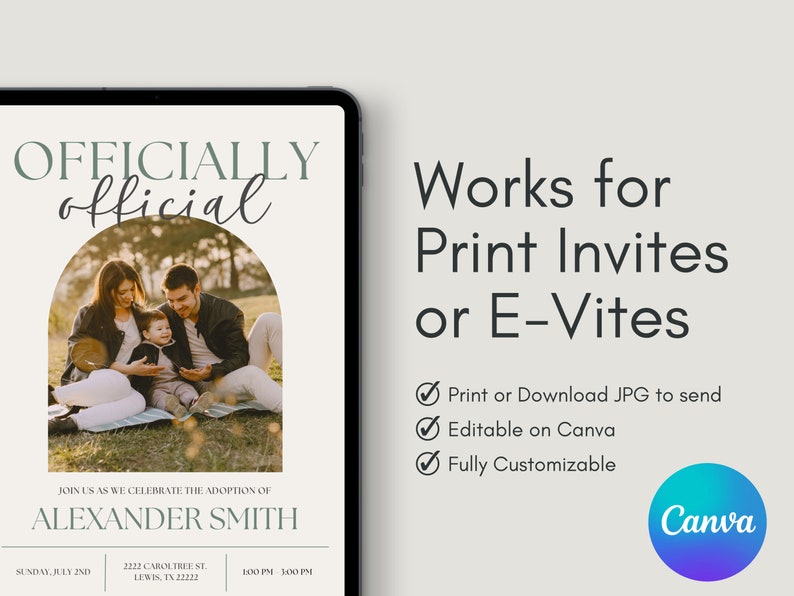 Adoption Day Invitation Template | Official Adoption Celebration Invite ...