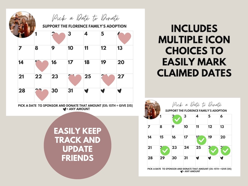 Fundraiser Calendar Tool Template for Canva Customizable | Editable ...