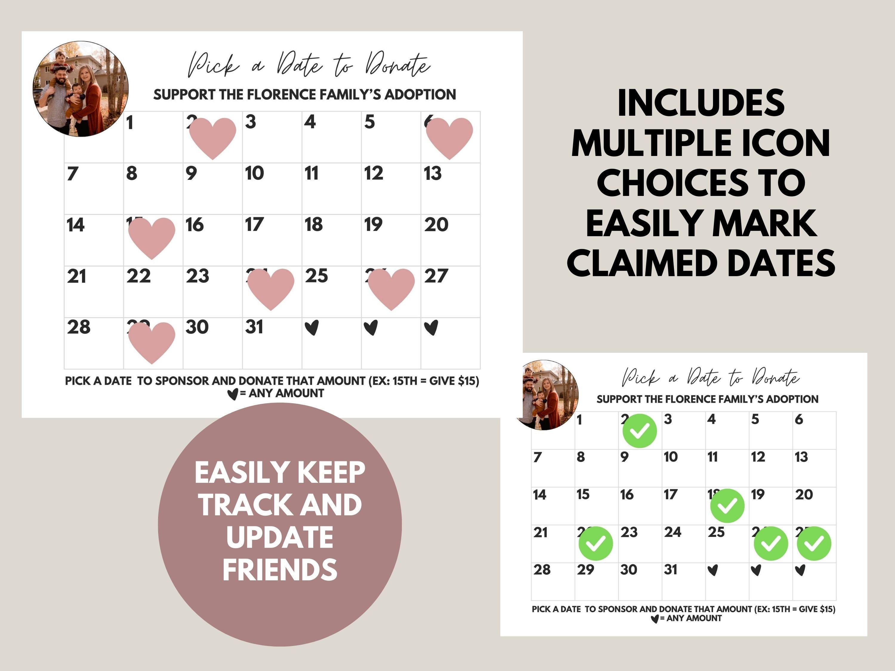 Fundraiser Calendar Tool Template for Canva Customizable | Editable ...
