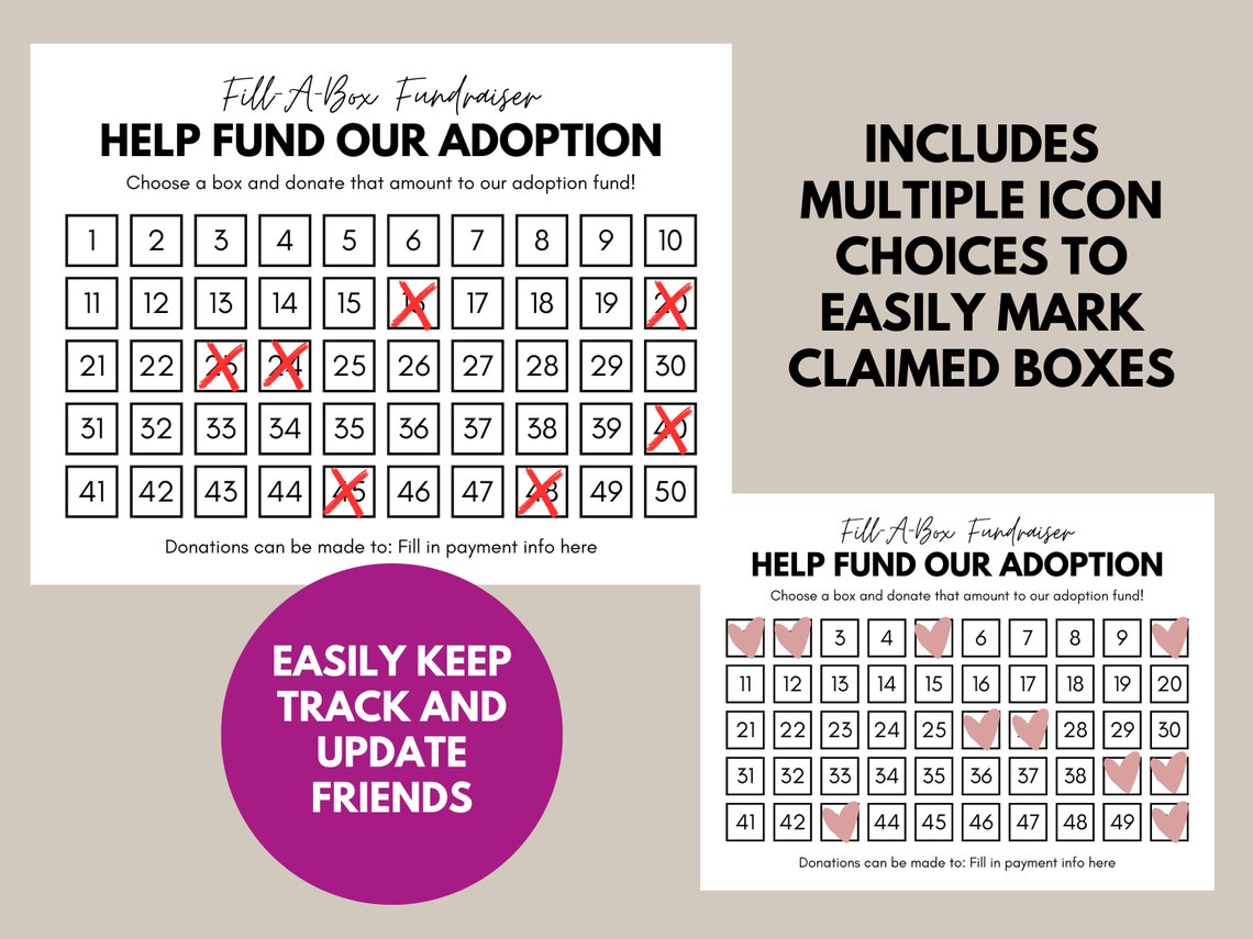 CUSTOMIZABLE Fill-a-box Fundraiser Tool Template for Canva | Editable ...