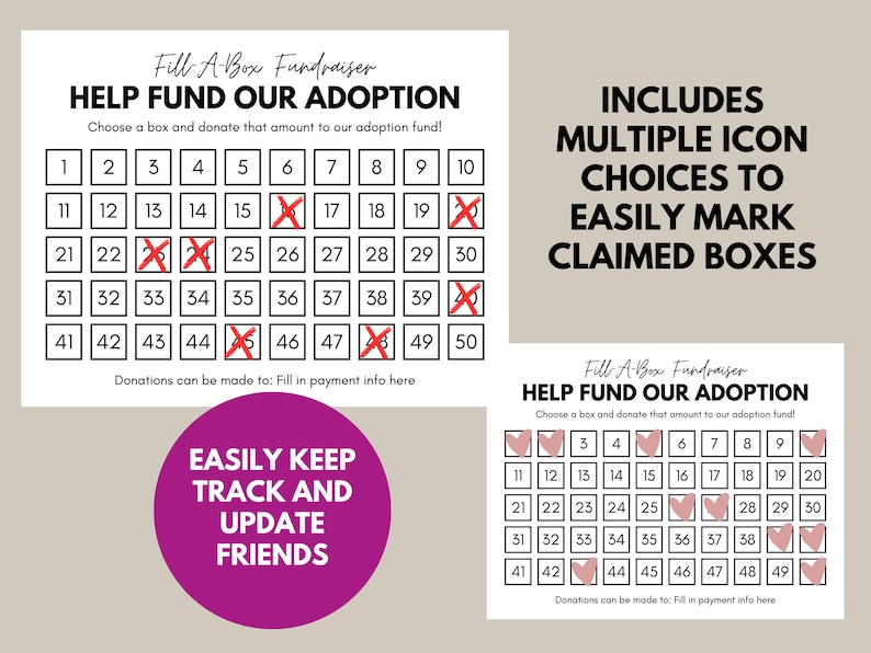 CUSTOMIZABLE Fill-a-box Fundraiser Tool Template for Canva | Editable ...