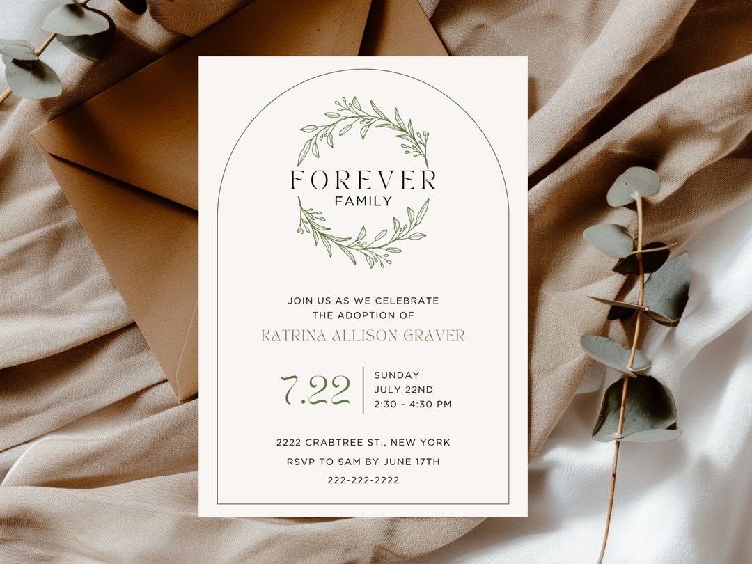 Adoption Day Invitation Template | Official Adoption Celebration Invite ...